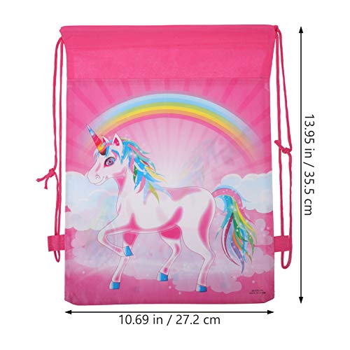 Amosfun 10pcs Unicorn Drawstring Backpack Unicorn Party Gift Pouch Nonwoven for Kids Unicorn Party Birthday Party Bag Supplies