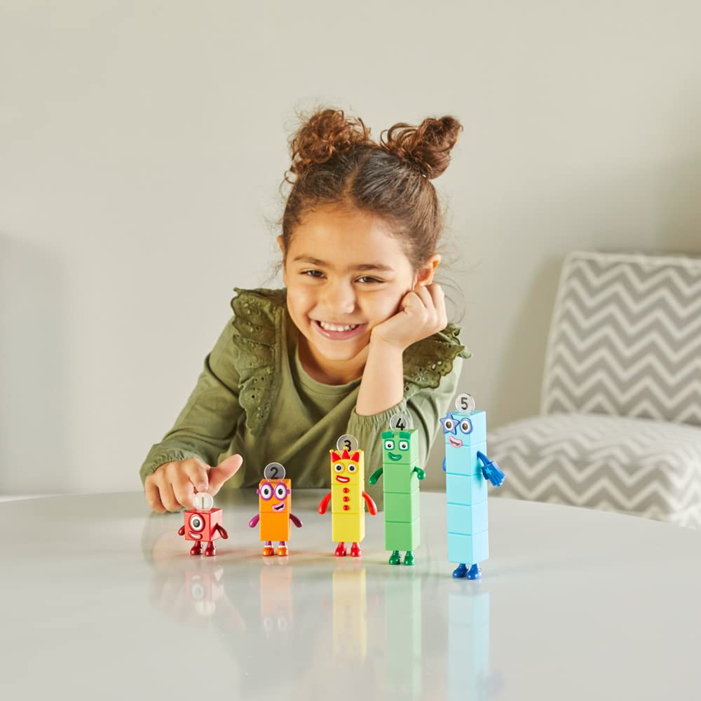 Learning Resources Numberblocks Friends One to Five, Official Collectible Toys, Includes Numberblocks One, Two, Three, Four and Five, Suitable for Display and with Posable Arms for Realistic Play