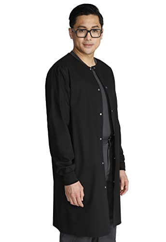 Cherokee Men & Women Scrubs Lab Coat Workwear Professionals 40" Snap Front WW361, M, Black