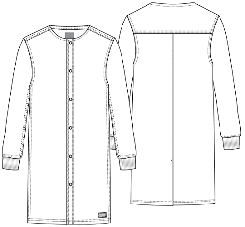 Cherokee Men & Women Scrubs Lab Coat Workwear Professionals 40" Snap Front WW361, M, Black