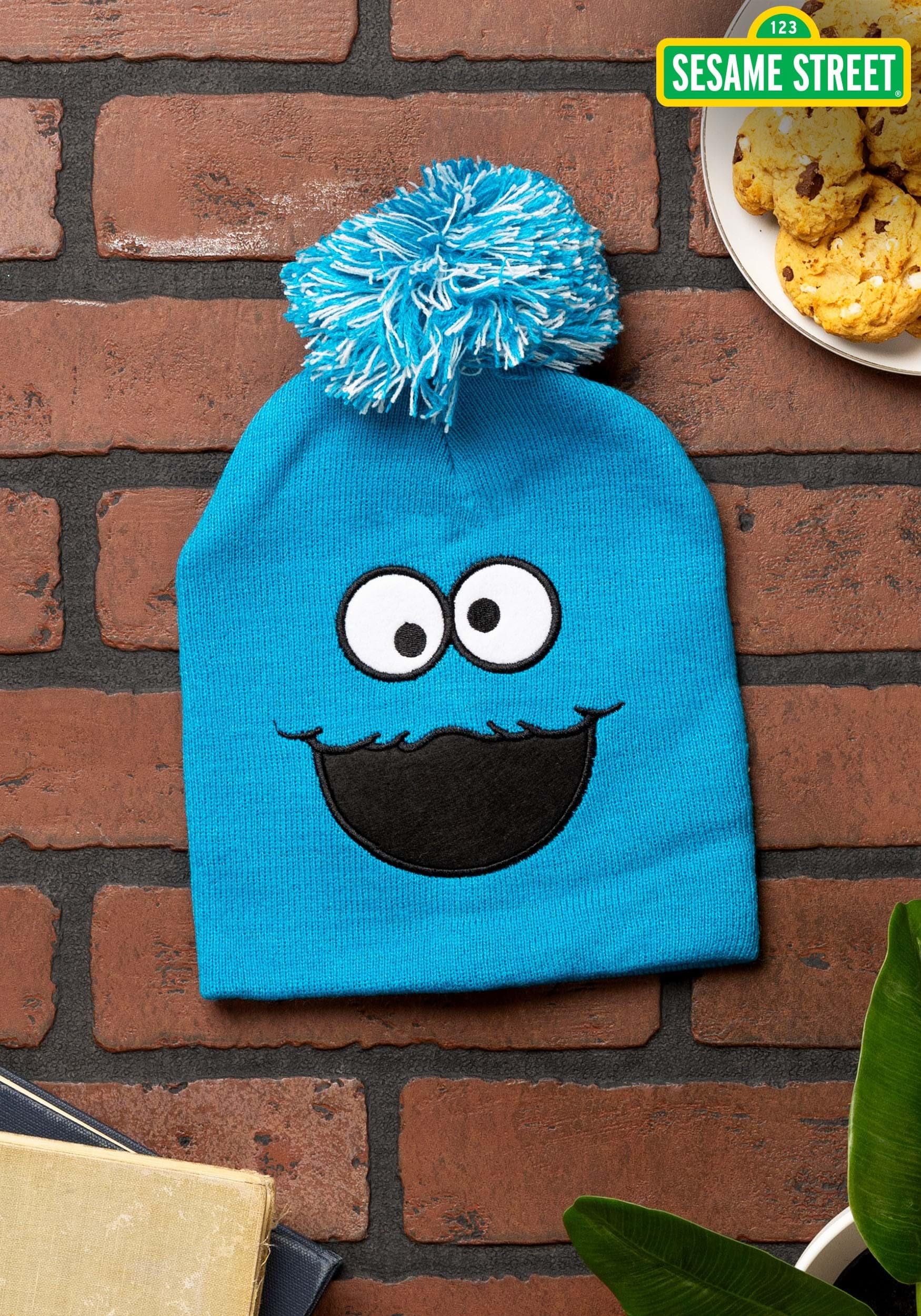 FUN.COM Cookie Monster Pom Winter Hat Standard Blue