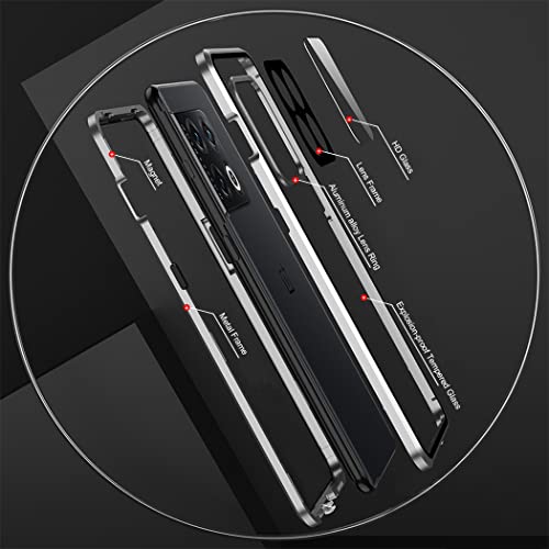 QUIETIP Case Compatible OnePlus 11 5G,Magnetic Body Metal Frame Double Sided Clear Tempered Glass Shockproof with Camera Protection Cover Thin,Green