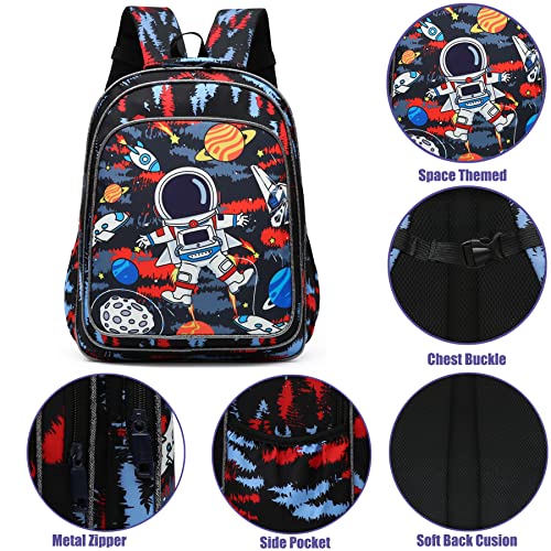 Kids Backpack for Boys - Dorlubel Elementary Kindergarten Preschool School Bag Multifunctional Cute Large Capacity Bookbag (Red Space Astronaut)