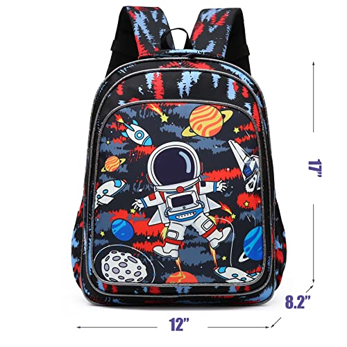 Kids Backpack for Boys - Dorlubel Elementary Kindergarten Preschool School Bag Multifunctional Cute Large Capacity Bookbag (Red Space Astronaut)