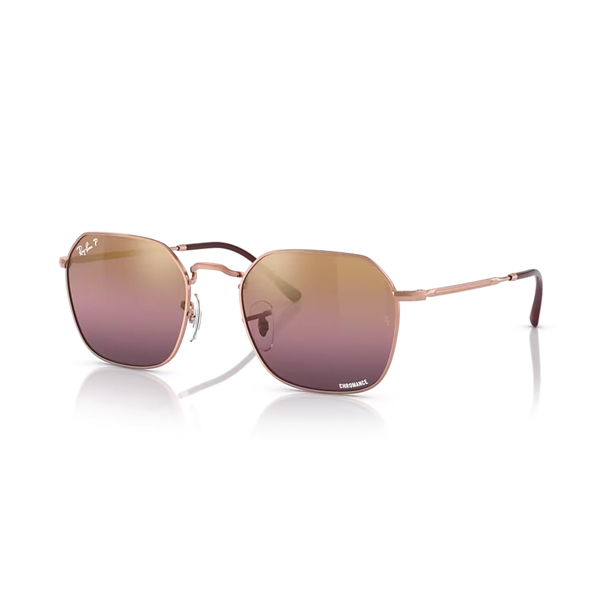 Ray-Ban RB3694 Jim 9202g9 53mm rose gold/red mirror polarized Chromance metal hexagon sunglasses for men for women + Bundle with designer iwear kit
