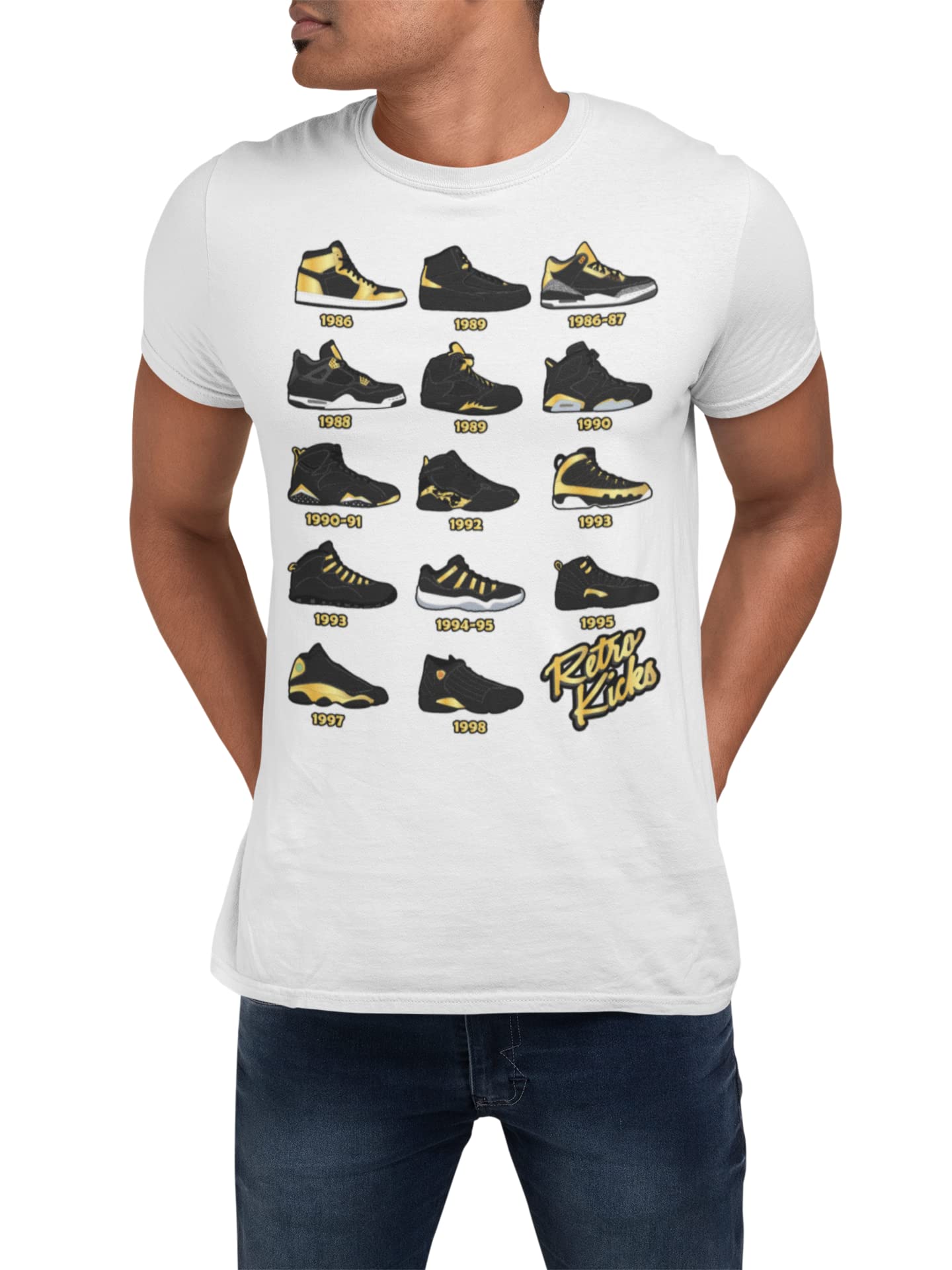 Shirt to Match Gold Black Jordan Retro 1 2 3 4 5 6 7 8 9 10 11 12 13 Sneakers, Men's Tee to Match Jordans