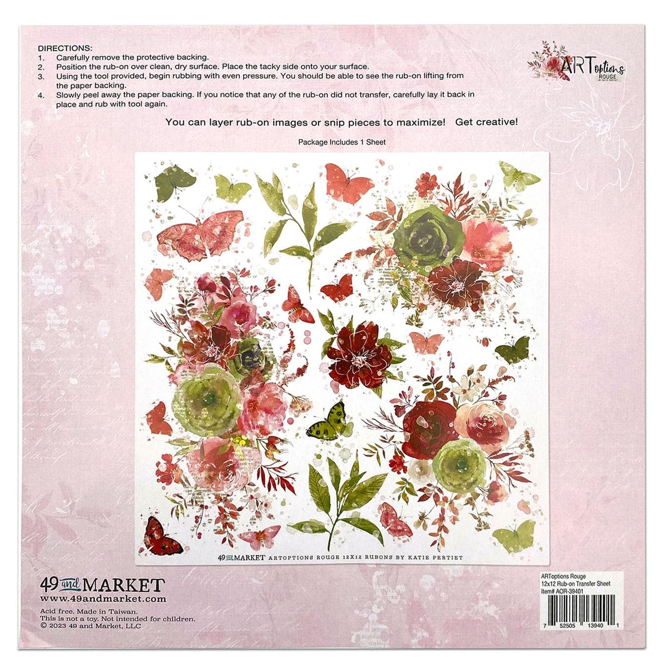 ARToptions Rouge Rub-Ons 12"X12" 1/Sheet