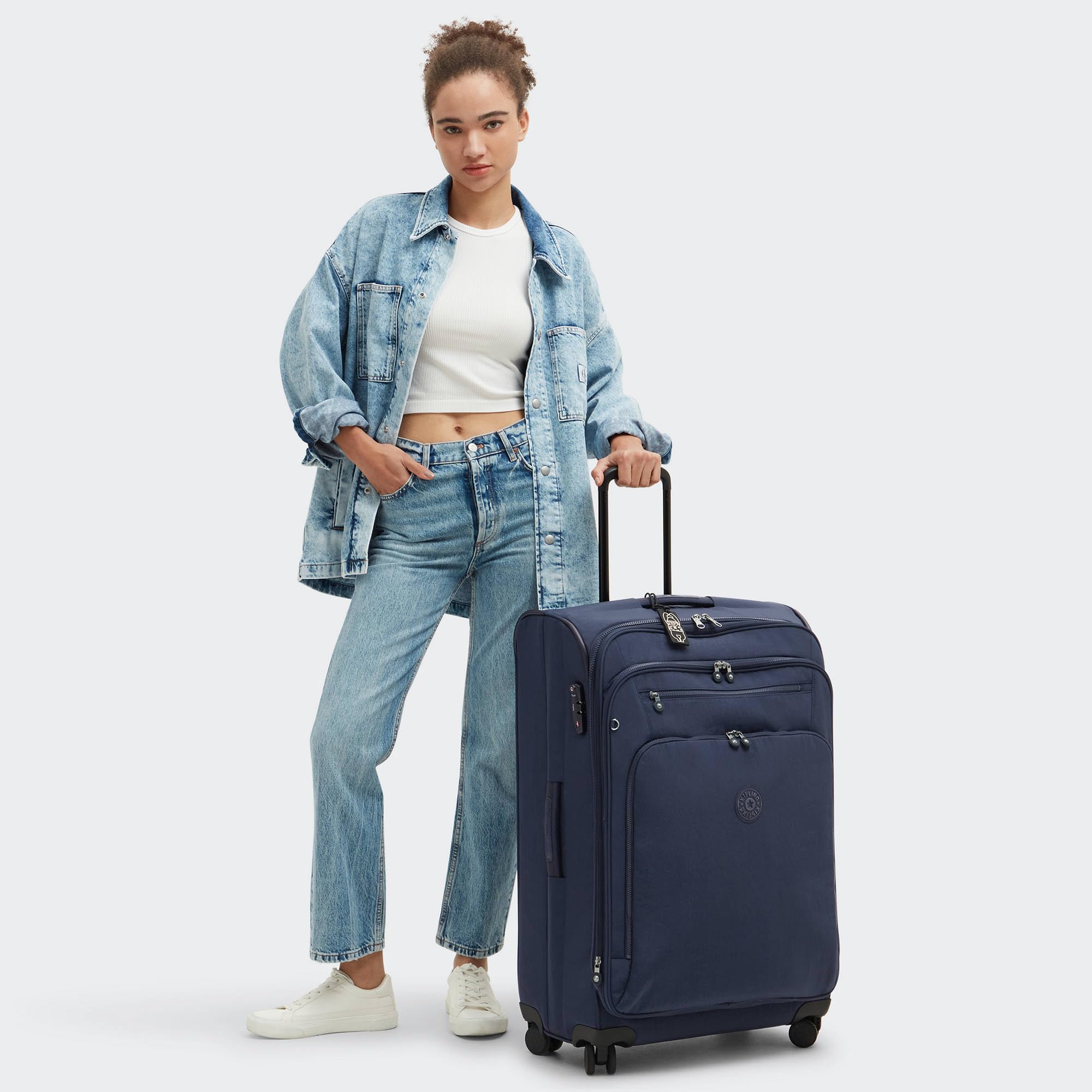 Kipling Youri Spin Large 4 Wheeled Rolling Luggage Blue Bleu 2