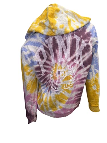 Victoria's Secret Pink Everyday Lounge Perfect Full Zip Hoodie Color Tie Dye Size Medium New