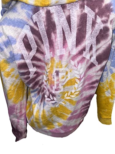 Victoria's Secret Pink Everyday Lounge Perfect Full Zip Hoodie Color Tie Dye Size Medium New