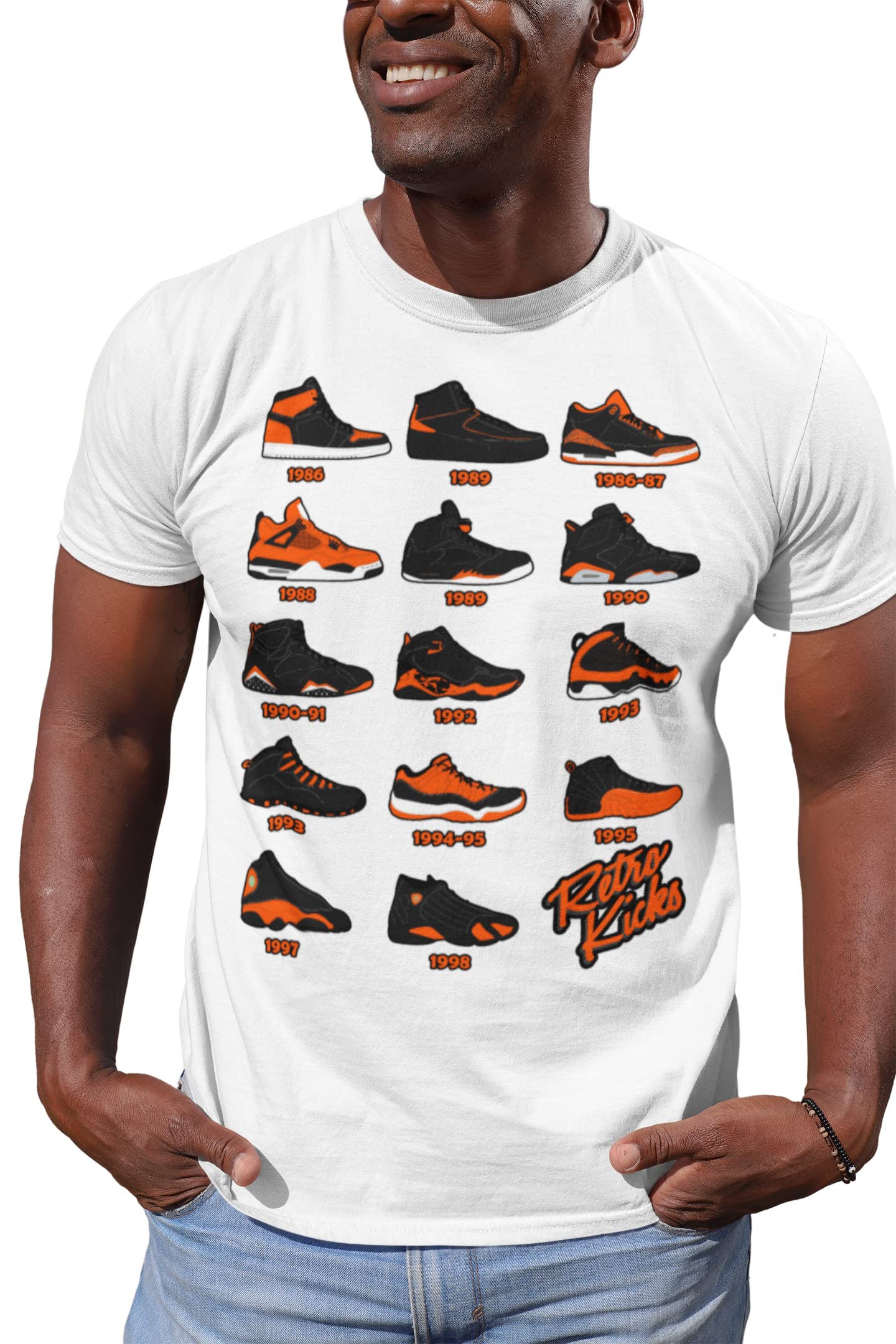 Shirt to Match Jordan Orange/Black Retro Jordan Sneakers 1 2 3 4 5 6 7 8 9 10 11 12 13, Tee to Match Jordans
