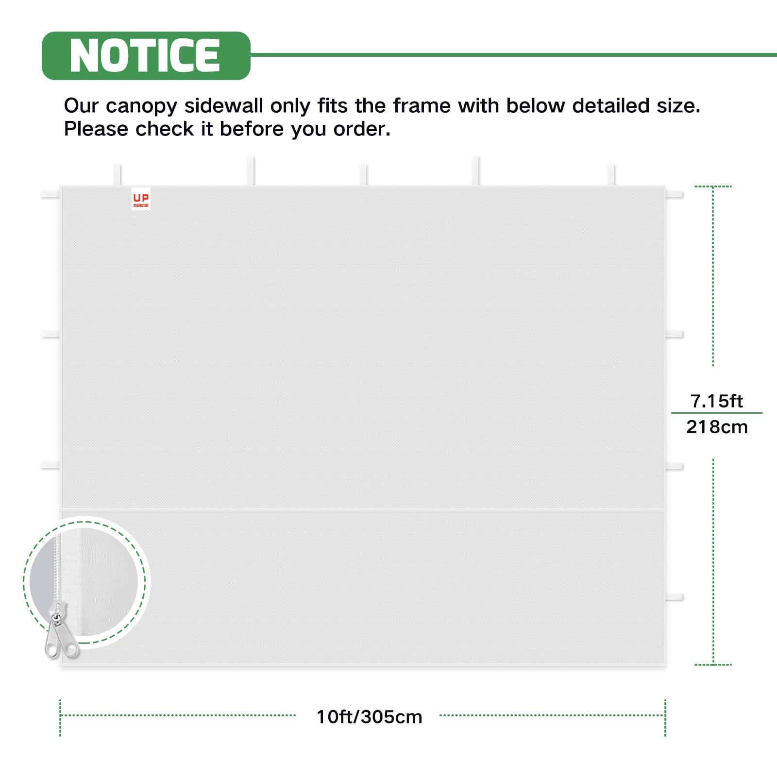 Acepic Instant Canopy Tent Sidewalls for 10x10 Pop Up Canopy 210D Waterproof,4 Piece Sidewalls, with Doors,White(4PCS Sidewalls Only, Canopy Tent NOT Included)