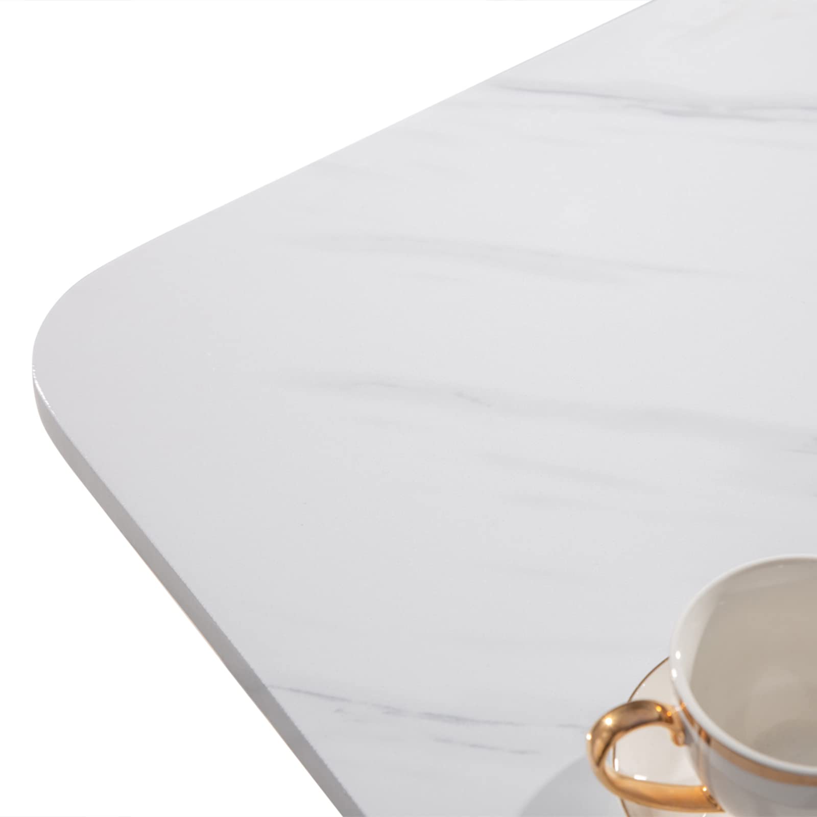 Karl home Modern Marble Dining Table, Kitchen & Dining Room Marble Stripe Tables with 4 Metal Legs, 220lbs Capacity, 48" L x 30" W x 30" H