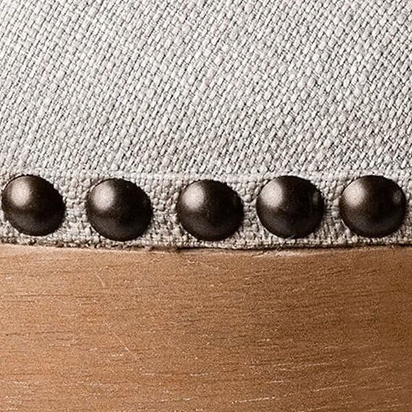 Maven Lane Adrien 31 Inch Bar Height Upholstered Backless Saddle Barstool in Weathered Oak Finish with Sand Color Fabric Cushion Seat, Set of 4