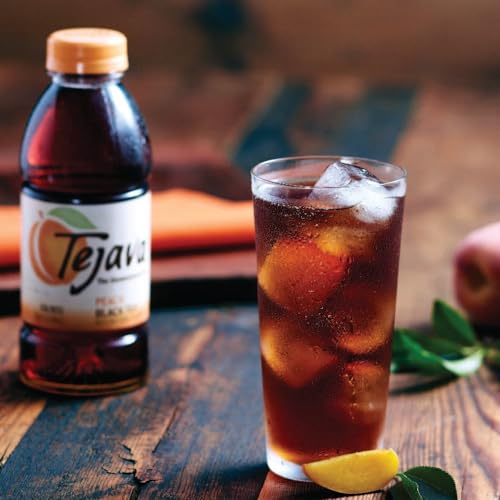 Tejava Peach Black Tea, 6 Pack 16.9 oz PET, Unsweetened, Ready-to-Drink Premium Iced Tea