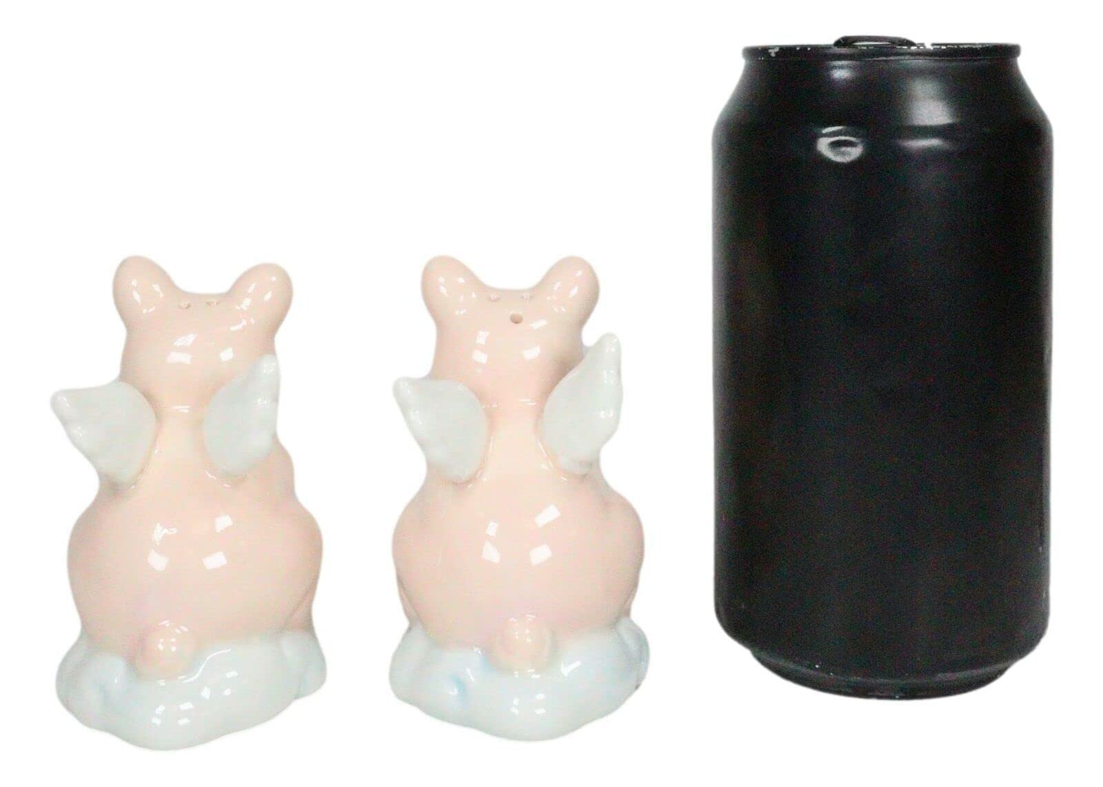 Set Of 1 Ceramic When Pigs Fly Angel Pig Couple On Clouds Kissing Salt And Pepper Shakers