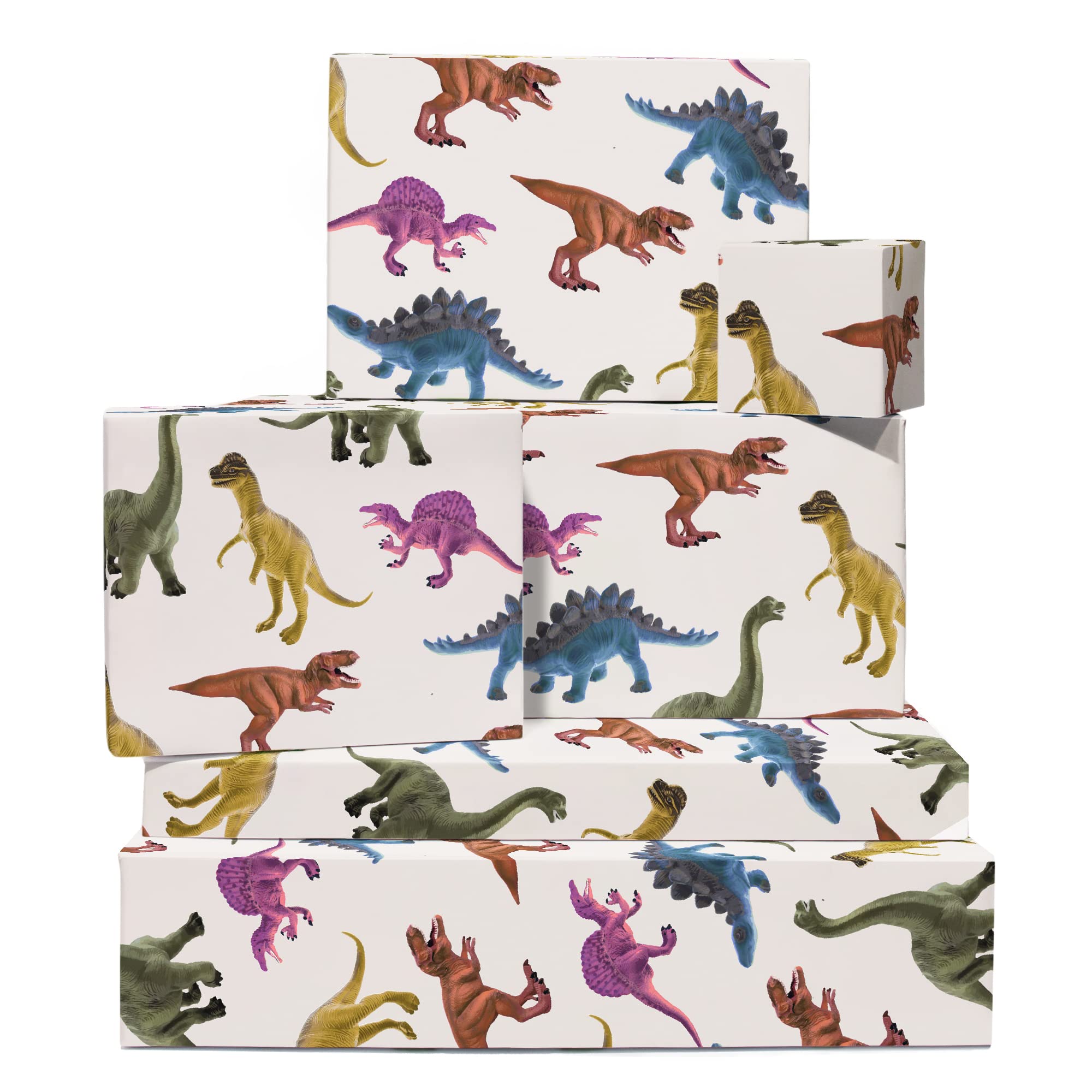 CENTRAL 23 Dinosaur Wrapping Paper - 6 Sheets Gift Wrap - For Birthday Christmas Baby Shower - Boys Girls Men Women - Comes With Fun Stickers