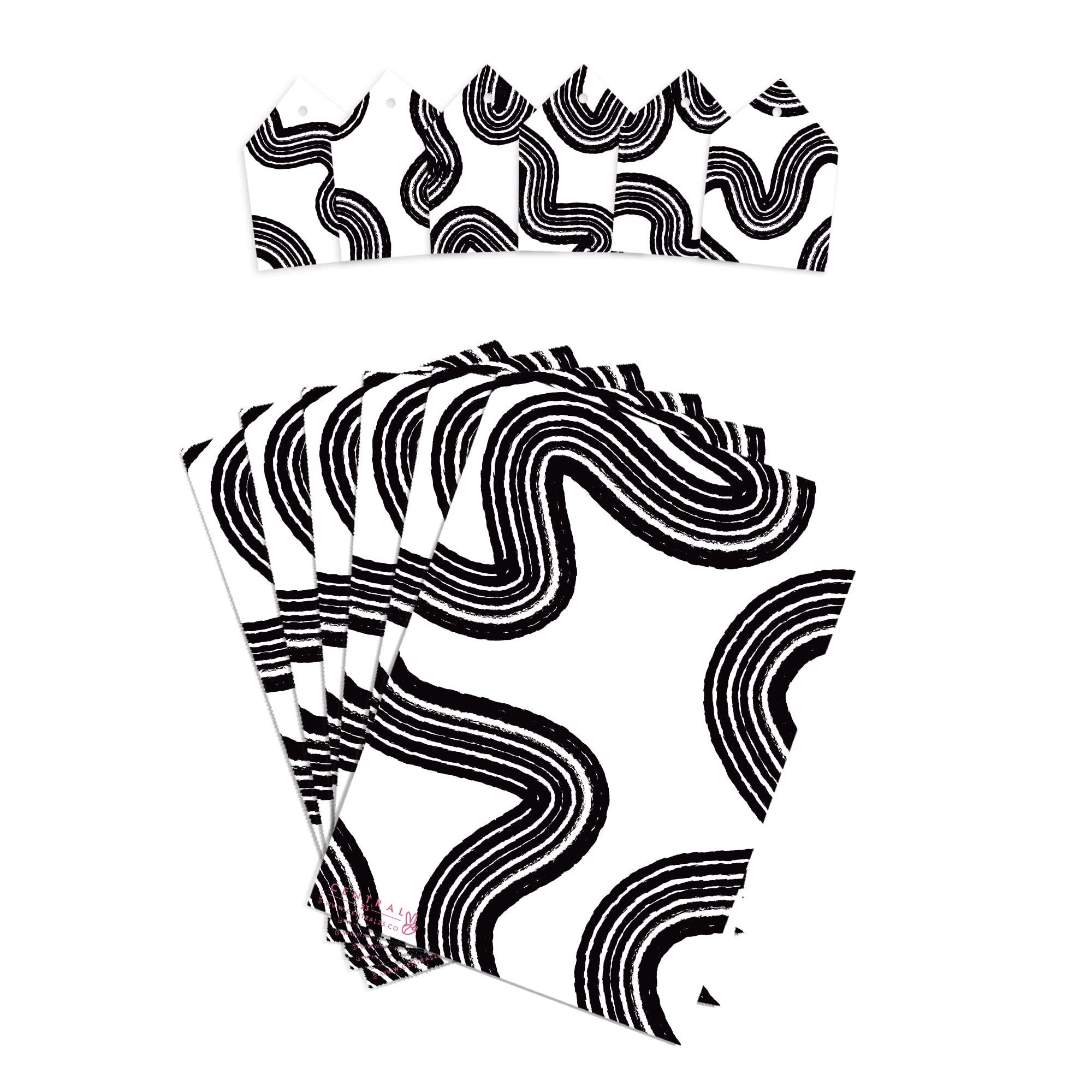 CENTRAL 23 Black And White Wrapping Paper - 6 Sheets Gift Wrap - Abstract Paint Brush - Minimal - Birthday Gift Wrap For Men Women - Comes With Fun Stickers