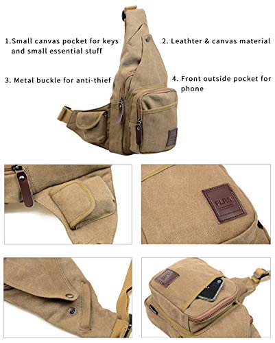 Canvas Sling Bag Crossbody Backpack Casual Daypack Small Chest Shoulder Bag Sling Chest Multipurpose Backpack for Travel, Hiking, Cycling (Green)