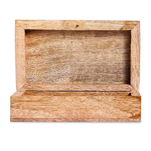 SUNDERSHALA Wooden Jewellery Box Hand Carvings Designs Keepsake Storage Premium Wooden Trinket Box (5 x 3 x 1.75 inches, Brown (Plain))