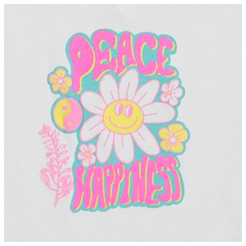 BTween Girls 6-Pack Peace Happiness Outfit Set w/Ruffle Sleeve Tees, Peplum Tank Top, Skirt, Dolphin & Biker Shorts/7-8
