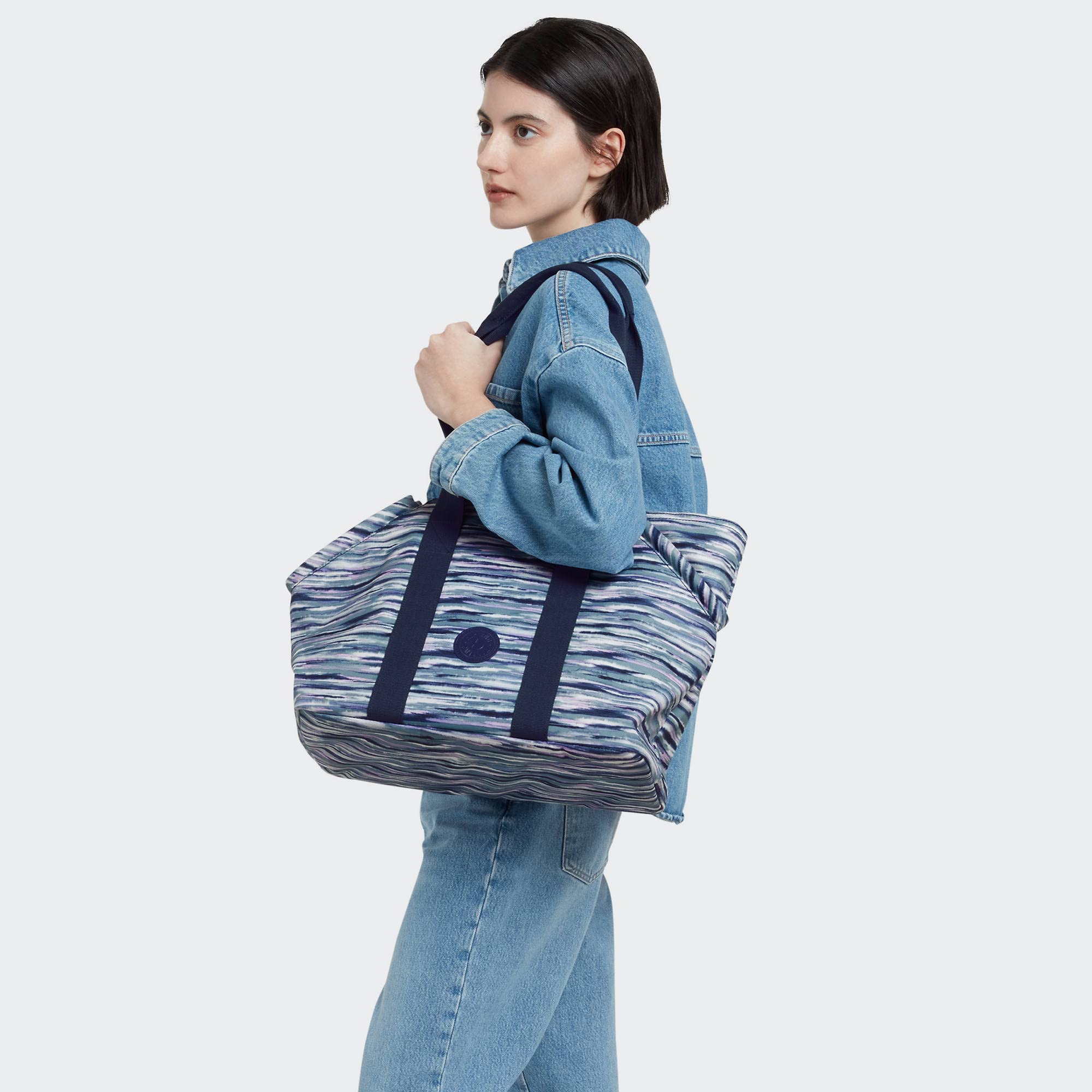 Kipling Art M Pet Tote Bag Brushed Stripes Brush Stripes