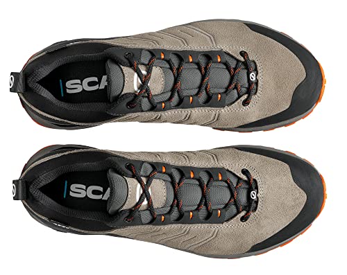 SCARPA Men's Rush Trail GTX Waterproof Gore-Tex Lightweight Hiking Shoes - Taupe/Mango - 8.5