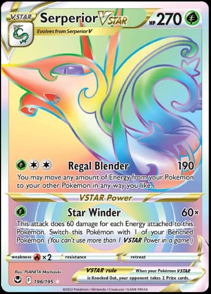 Serperior Vstar 196/195- Silver Tempest - Full Art Rainbow - Pokemon Secret Rare