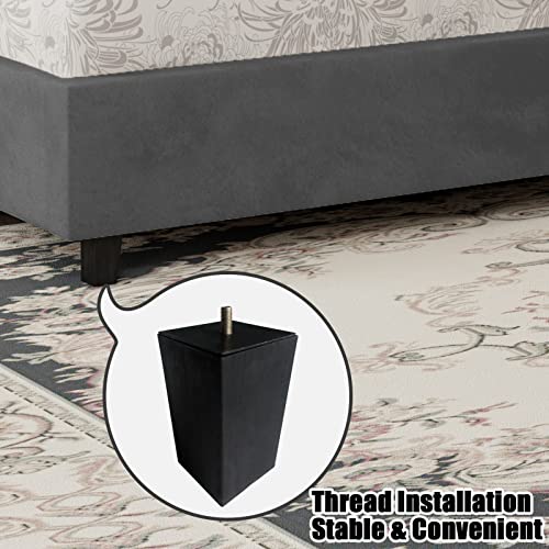 PaPaJet King Bed Frame Velvet Upholstered Bed with Deep Button Tufted/No Box Spring Needed/Easy Assembly/Dark Grey