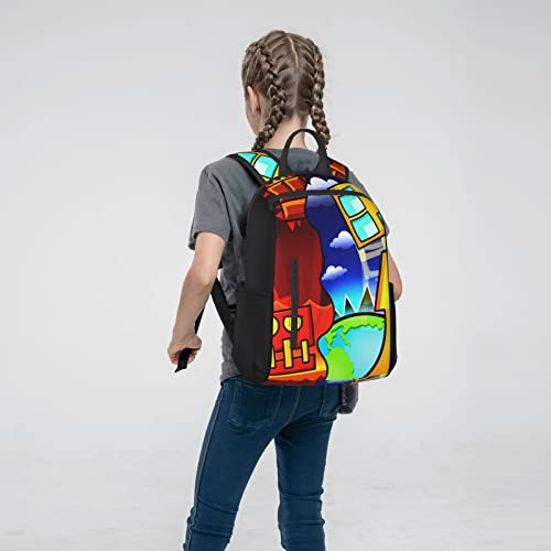 Geometry Dash Travel Backpack Multipurpose For Kids Teens Unisex Casual Daypacks Laptop Bookbag Outdoor Black