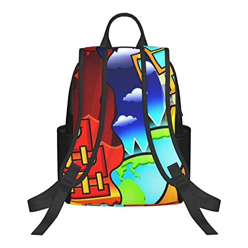 Geometry Dash Travel Backpack Multipurpose For Kids Teens Unisex Casual Daypacks Laptop Bookbag Outdoor Black