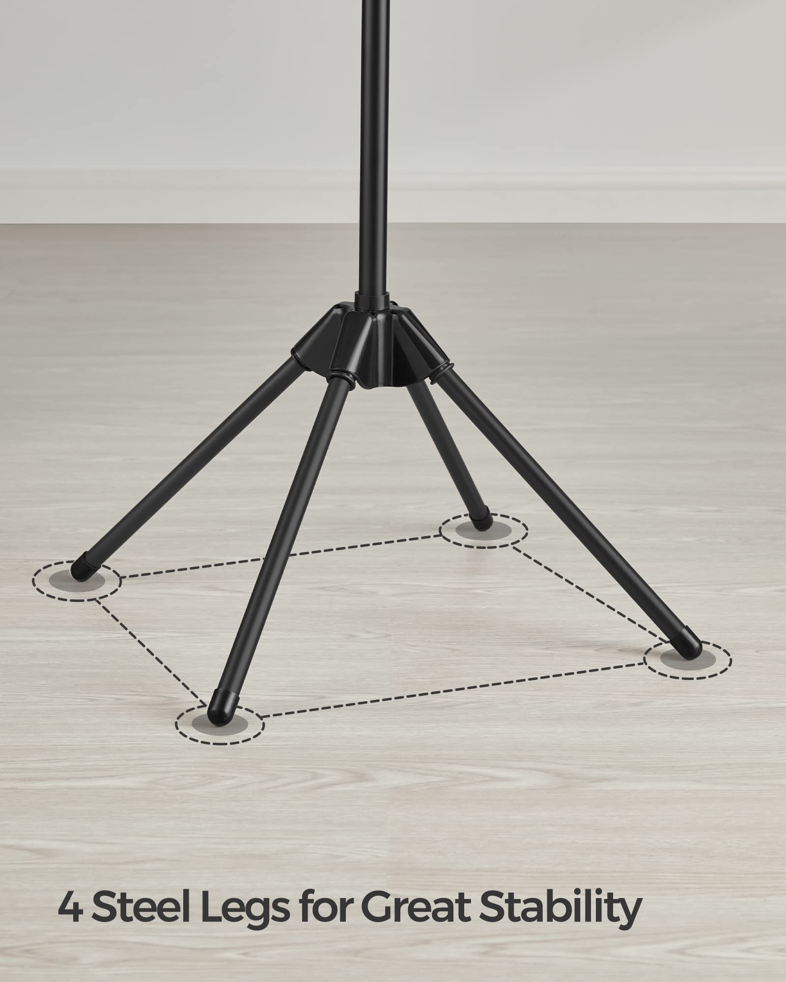 SONGMICS Clothes Drying Rack, 59-Inch Folding Laundry Drying Rack with 3 Rotatable Arms for Hangers, 4 Legs, Stainless Steel, for 27 Pieces of Clothes, Black ULLR510B01