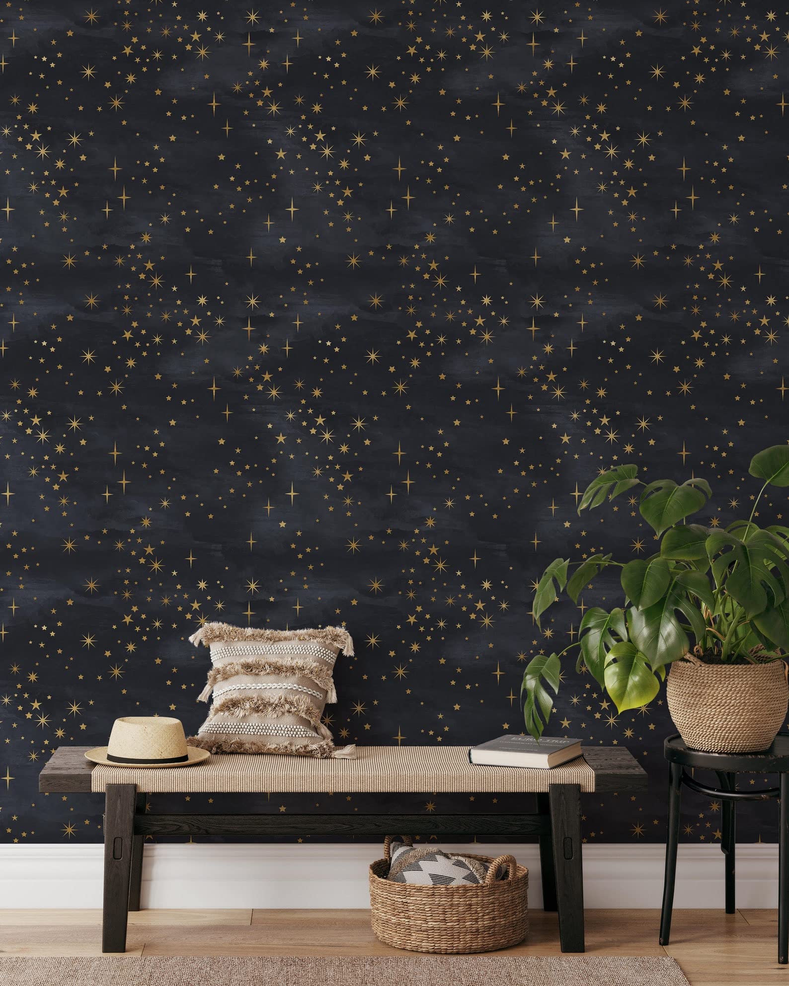 Coloritto Starry Night Peel and Stick Wallpaper | Removable Self Adhesive Space Wallpaper | Kid's Room Interior | Peel and Stick Wallpaper (Sample 12" W x 8" H)
