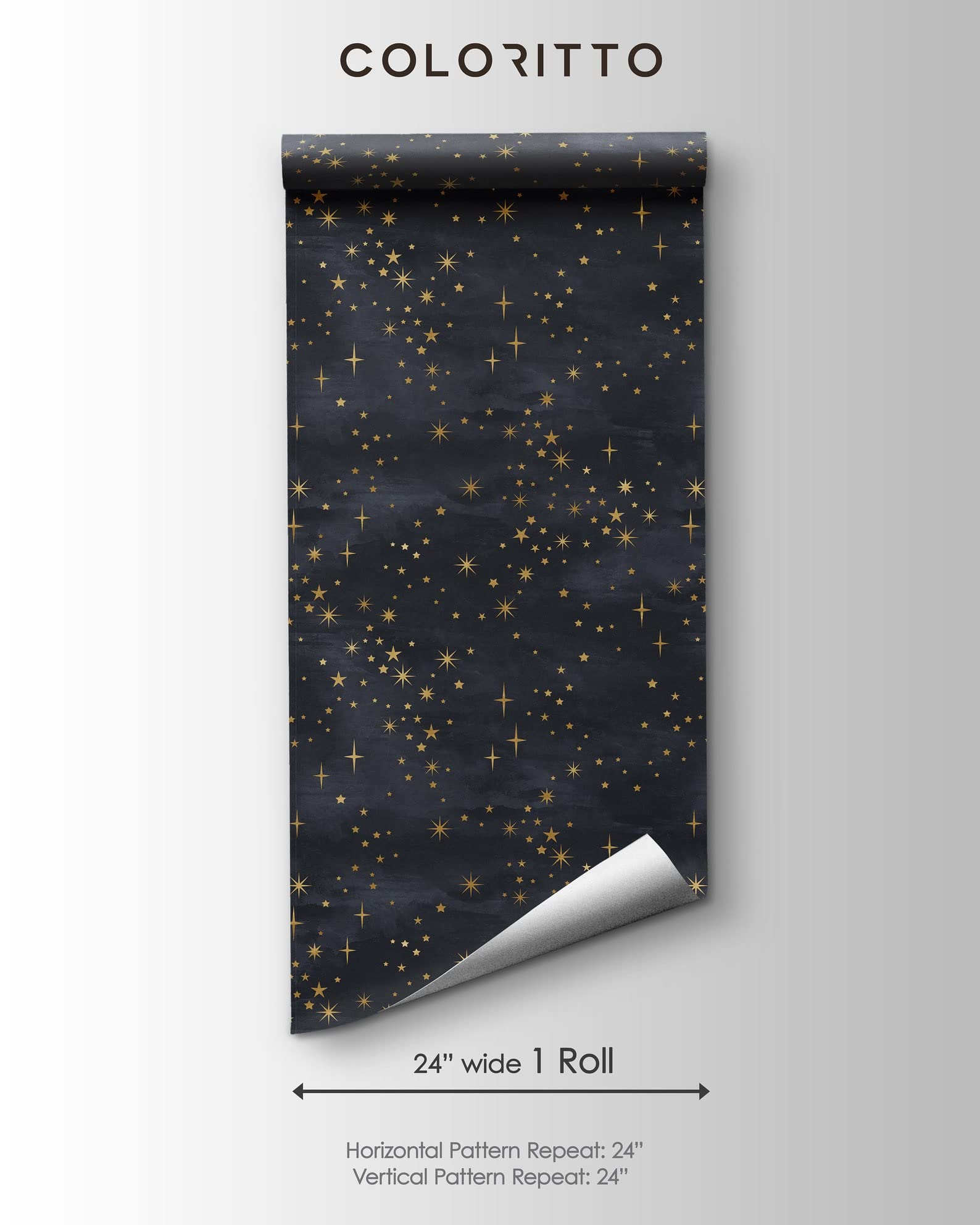 Coloritto Starry Night Peel and Stick Wallpaper | Removable Self Adhesive Space Wallpaper | Kid's Room Interior | Peel and Stick Wallpaper (Sample 12" W x 8" H)