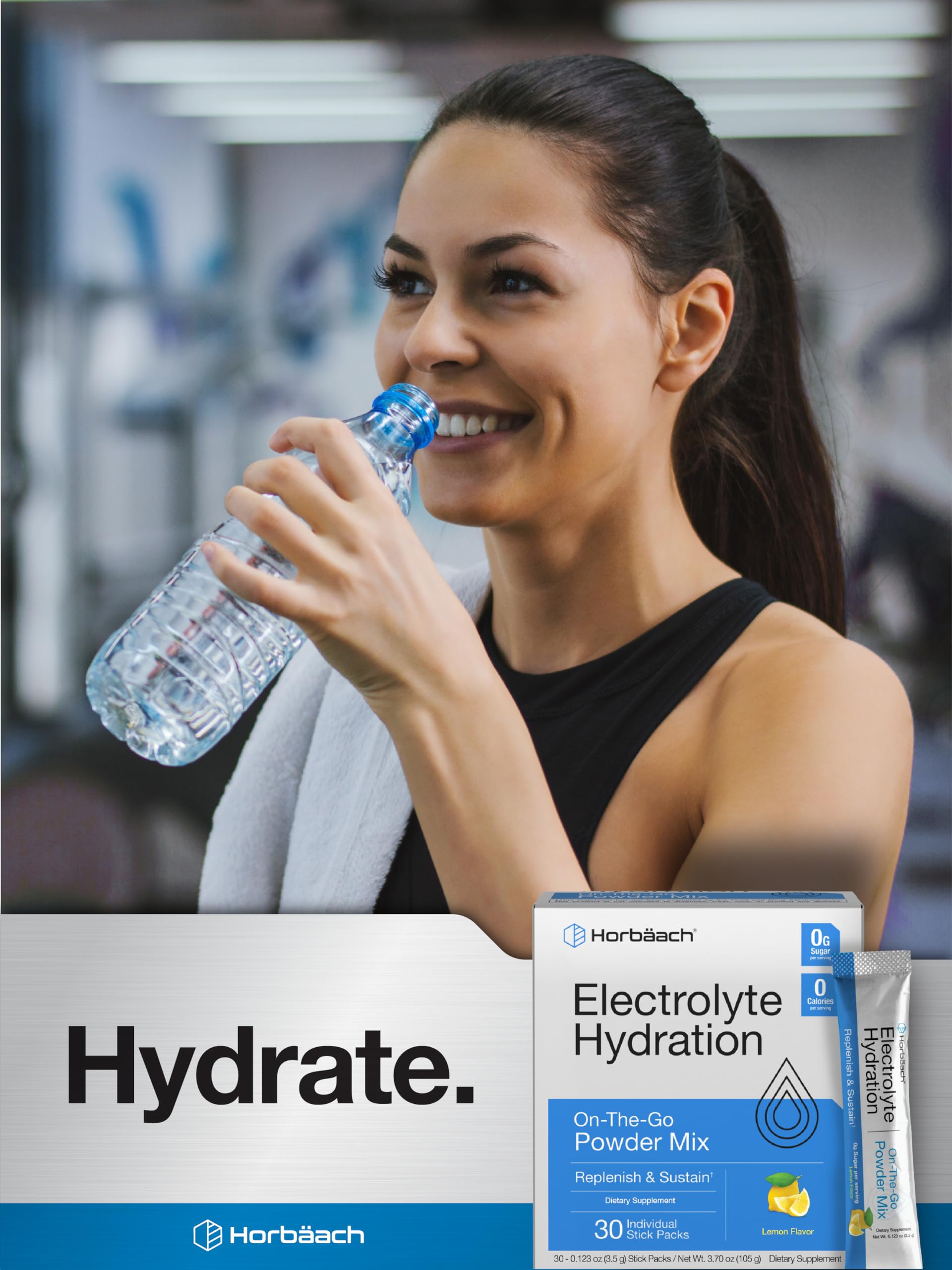 Horbäach Electrolyte Powder Packets | 30 Sticks | Lemon Flavor | On-The-Go Powder Mix | Vegetarian | Keto-Friendly | Non-GMO, Gluten Free Supplement
