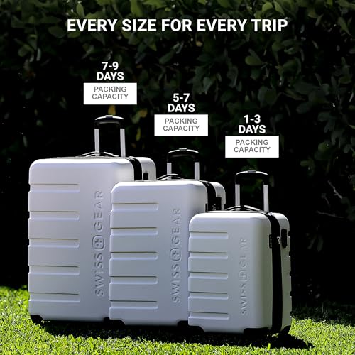 SwissGear 7366 Hardside Expandable Luggage with Spinner Wheels, Coral Almond, Checked-Medium 23-Inch