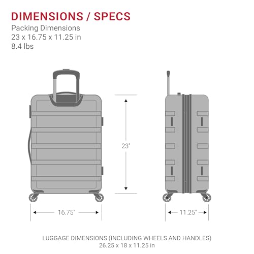 SwissGear 7366 Hardside Expandable Luggage with Spinner Wheels, Coral Almond, Checked-Medium 23-Inch