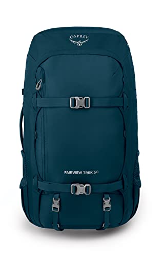 Osprey Fairview Trek 50 Women's Travel and Backpacking Backpack, Night Jungle Blue