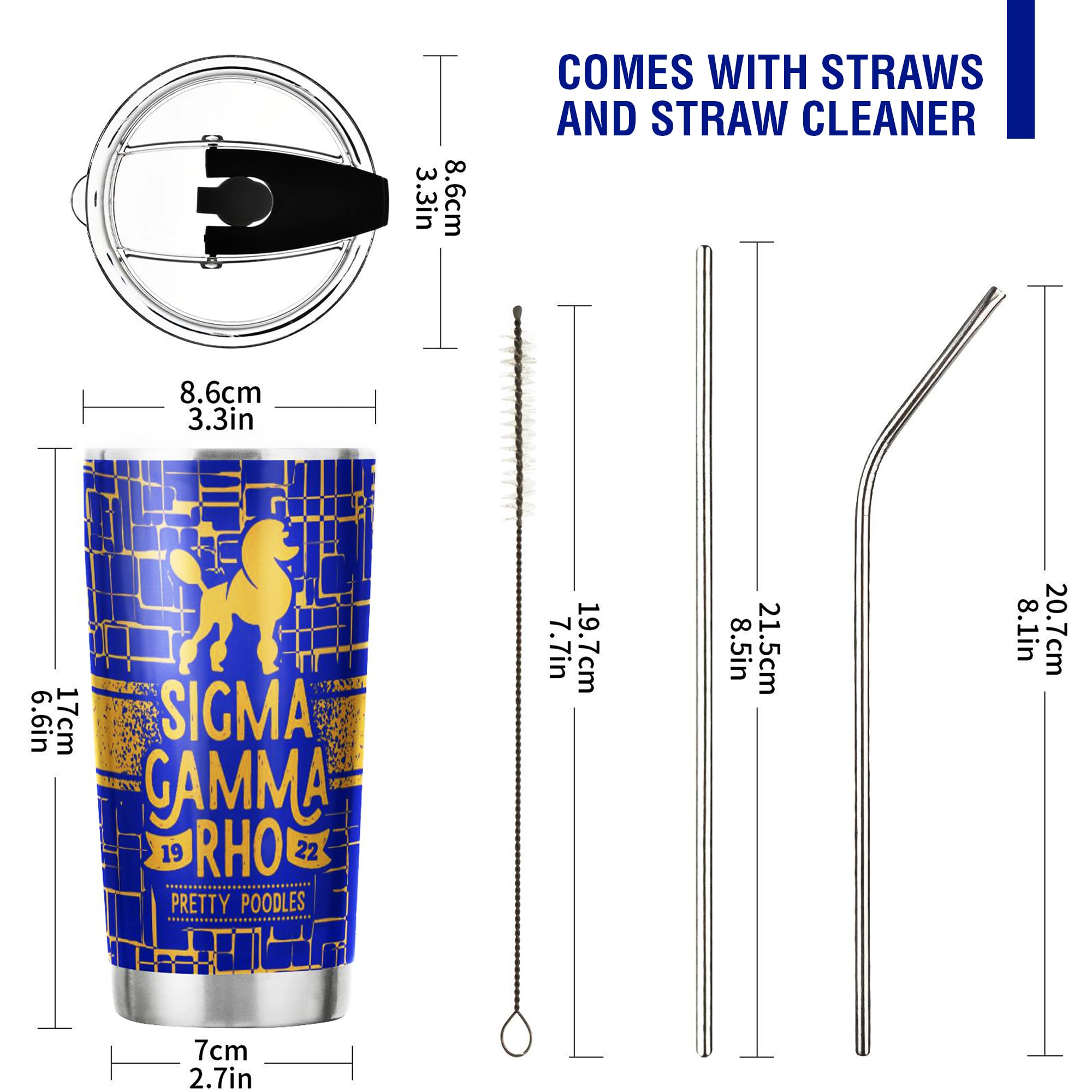 BBGreek Sigma Gamma Rho Sorority Paraphernalia - Official Vendor - 20 oz Stainless Steel Insulated Tumbler - Tile Design