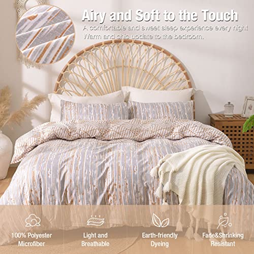Lekesky Grey Duvet Cover Queen Size, Comforter Covers Queen 3pc Ultra Soft 100% Washed Microfiber Breathable Bedding Duvet Cover Set with Zipper Ties (1 Comforter Cover 90x90 +2 Pillow Cases)