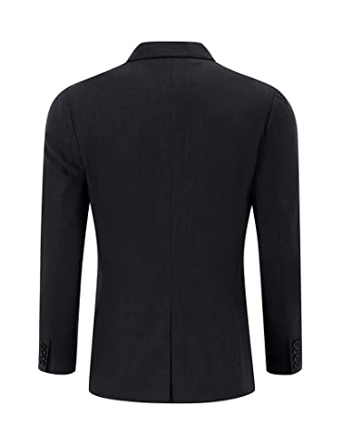 TURETRENDY Men's Casual Sport Coat Lightweight Linen Blazer One Button Business Suit Jackets Stylish Daily Suits Black 3XL