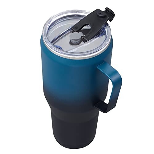 GOBATT 1 pack 40 oz Tumbler with Handle and Straw Lid,Reusable Stainless Steel Double Vacuum Insulated Travel Mug Iced Coffee cup ,Keep Cold for 24 Hours, navy black