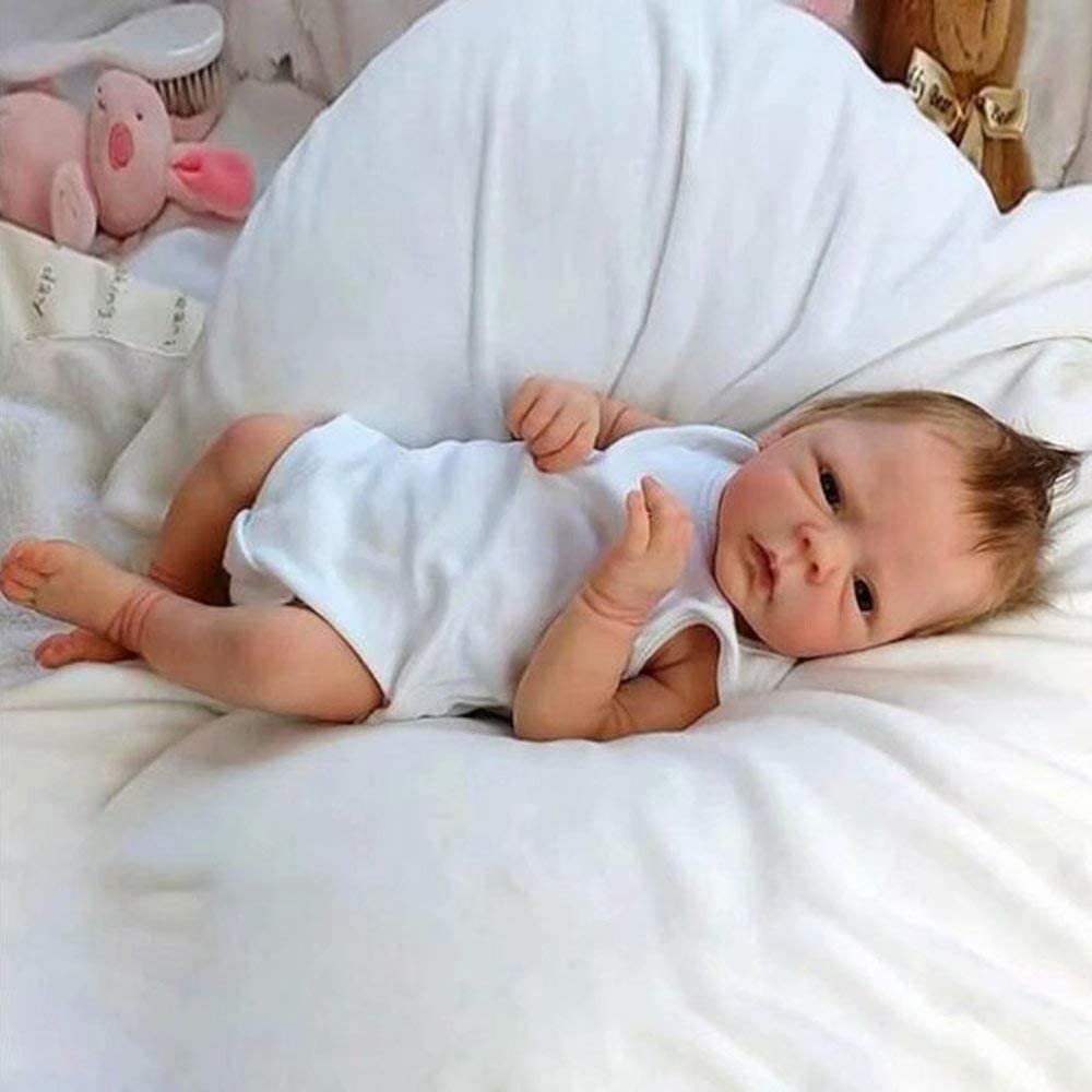 AFEWD 18" Lifelike Reborn Baby Boy Doll, Soft Body Silicone Vinyl, Weighted Newborn Toddler for Gift