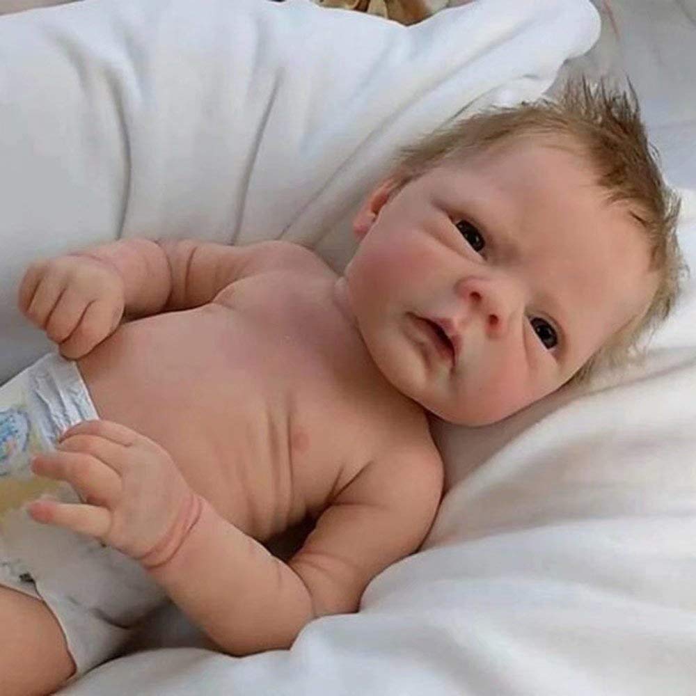 AFEWD 18" Lifelike Reborn Baby Boy Doll, Soft Body Silicone Vinyl, Weighted Newborn Toddler for Gift