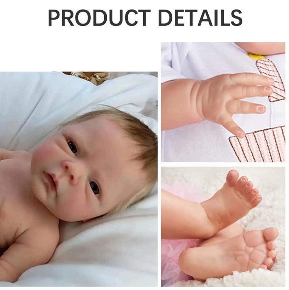AFEWD 18" Lifelike Reborn Baby Boy Doll, Soft Body Silicone Vinyl, Weighted Newborn Toddler for Gift