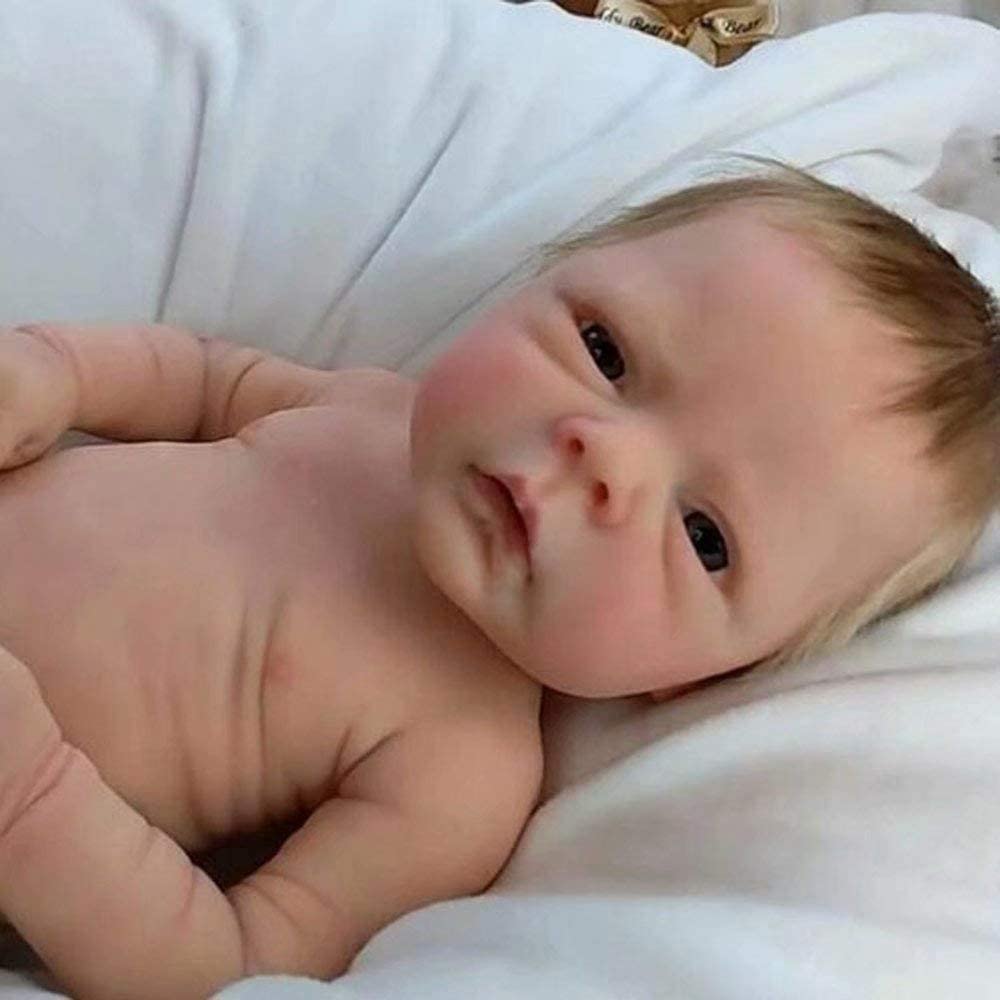 AFEWD 18" Lifelike Reborn Baby Boy Doll, Soft Body Silicone Vinyl, Weighted Newborn Toddler for Gift
