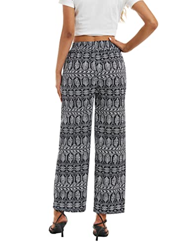 AMAMDHGA Womens Casual High Waisted Wide Leg Pants Work Leg Dress Slacks with Pockets Black XL