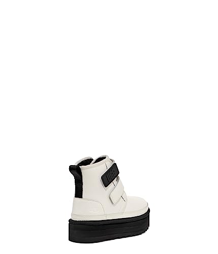 UGG Unisex-Child Neumel Platform Leather Boot, White, 2 Little Kid