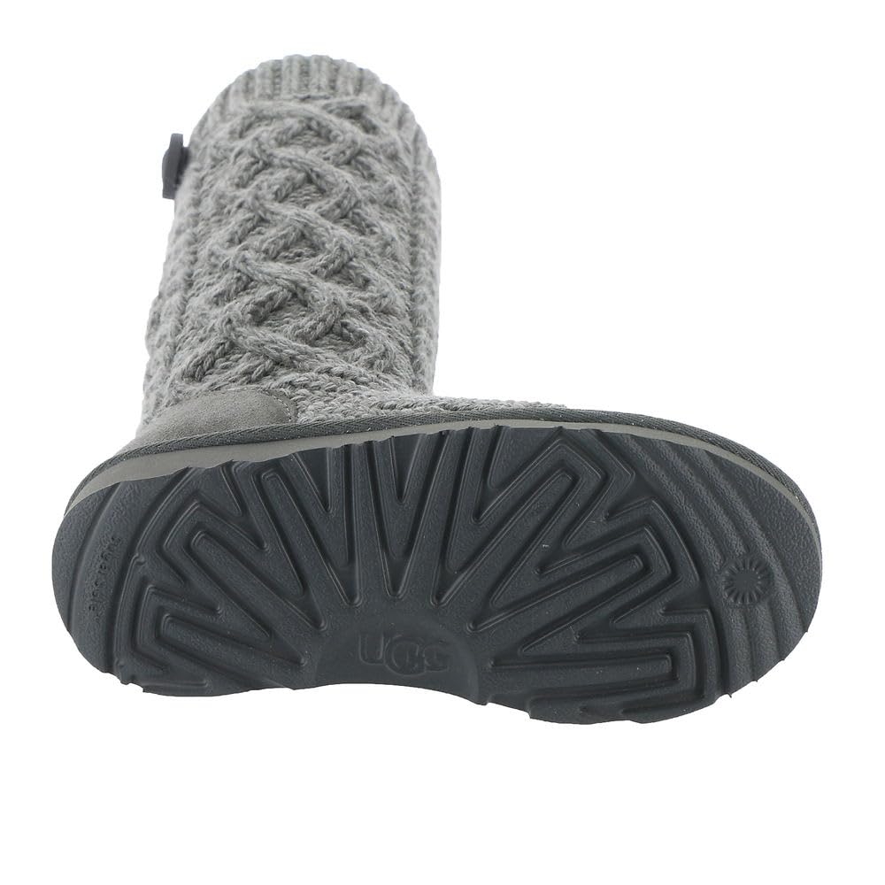 UGG Unisex-Child Classic Cardi Cabled Knit Boot, Grey, 2 Little Kid
