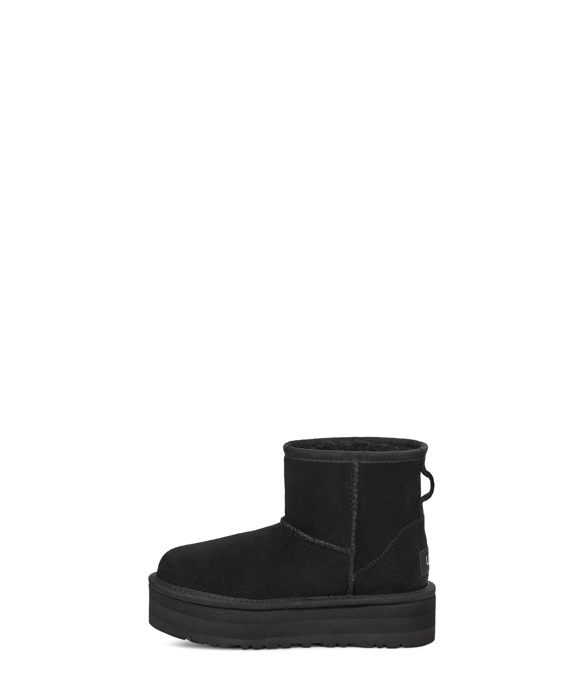 UGG Unisex-Child Classic Mini Platform Boot, Black, 4 Big Kid
